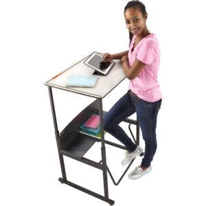 Safco Products AlphaBetter Adjustable-Height Desk, 36" W x 24" D Standard Desktop, Book Box, Swinging Footrest Bar