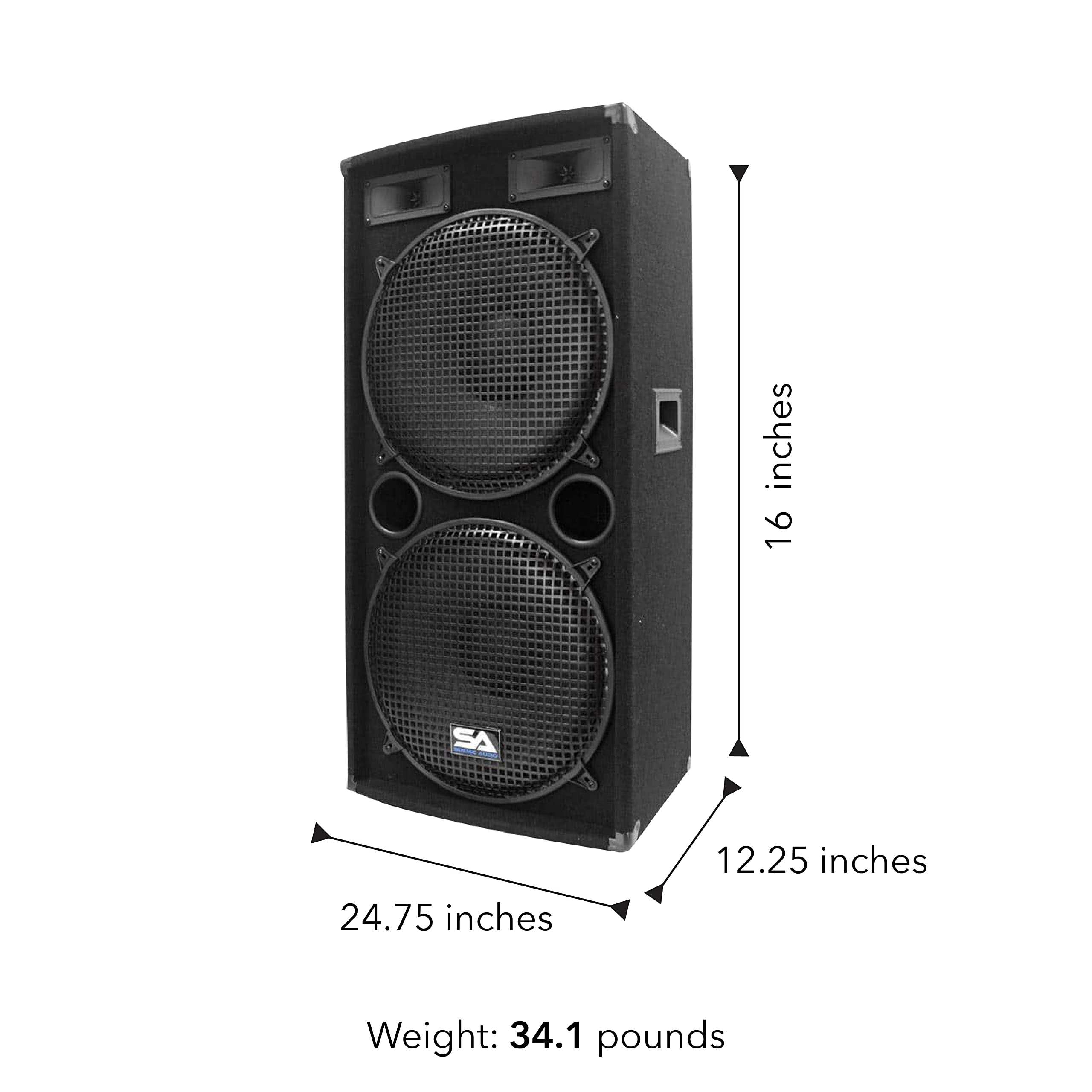 Seismic Audio - Dual 15 Inch PA DJ SPEAKER 500 Watts PRO AUDIO - Band, Bar, Wedding, Church