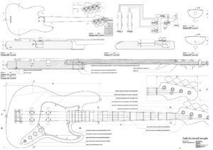 jazz bass electric guitar plans - full scale plans - actual size - detailed