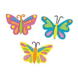 butterfly foam magnets craft kit - makes 12 - dy spring crafts for kids and fun home activities