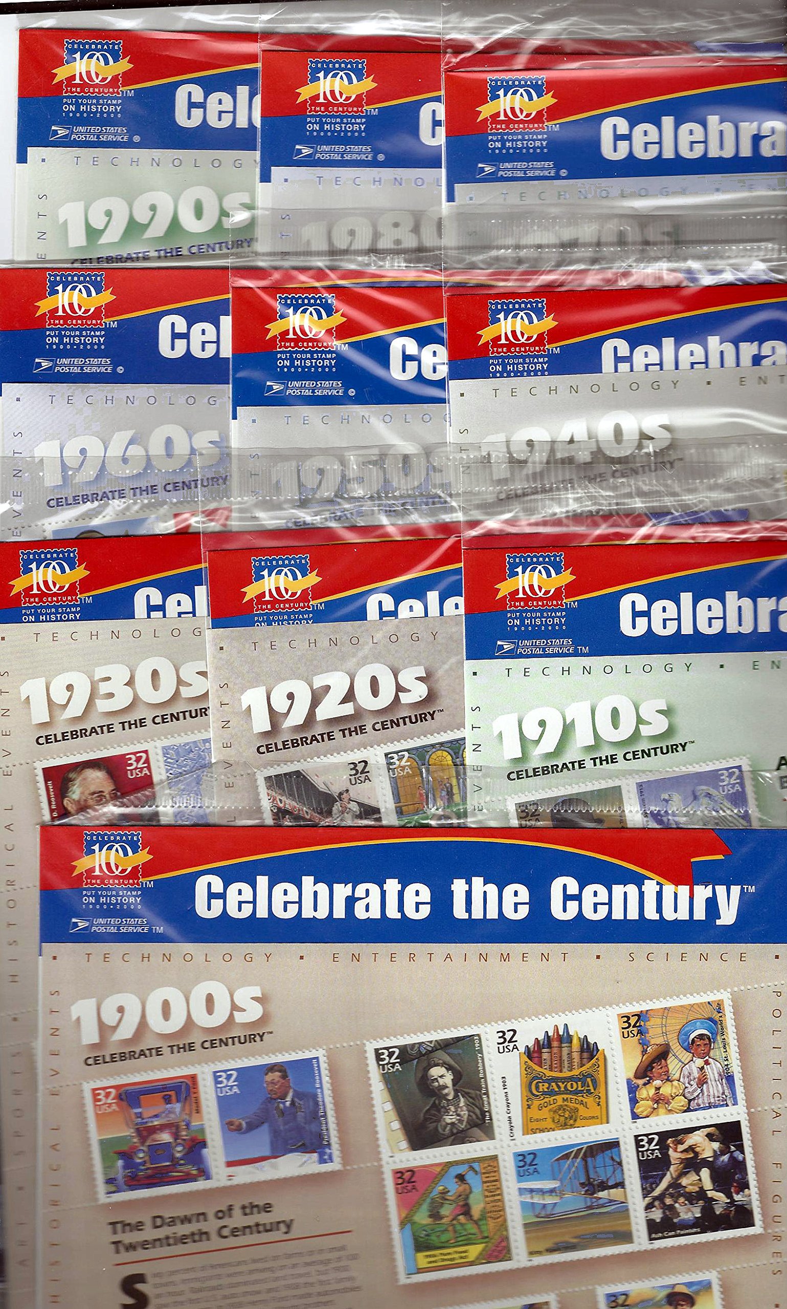 Celebrate the Century U.S. Postage Stamps 1900-1990 Complete Set