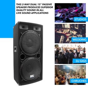 Seismic Audio - Dual 15 Inch PA DJ SPEAKER 500 Watts PRO AUDIO - Band, Bar, Wedding, Church