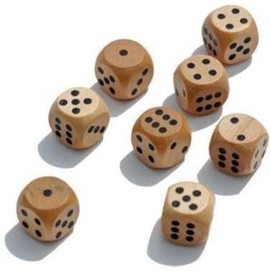 WE Games Wooden Dice Box with 8 Wooden Dice (19mm), Compact Wooden Dice Game Set with Instructions for 10 Classic Dice Games, Travel Games for Adults, Box with Magnetic Enclosure