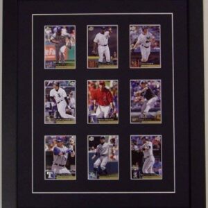 Trading Card Display Frame for 9 cards Black Frame Black Matting