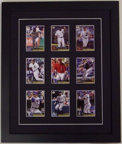 Trading Card Display Frame for 9 cards Black Frame Black Matting