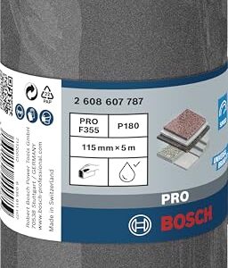 Bosch 2608607787 Sanding Roll 115mm Ø x 5m, 180 Grit, Black