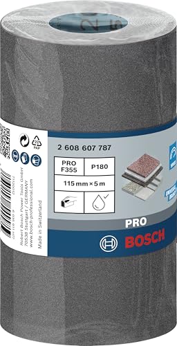 Bosch 2608607787 Sanding Roll 115mm Ø x 5m, 180 Grit, Black