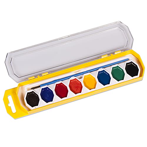 Cra-Z-art Washable Watercolors with Brush, 8 Colors, 1 Tray (10651)