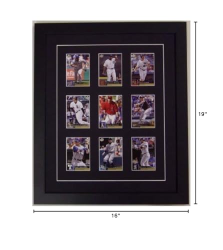 Trading Card Display Frame for 9 cards Black Frame Black Matting