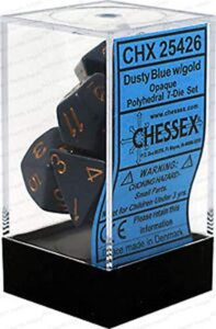 chessex chx25426 dice-opaque dusty blue/copper set