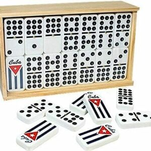 Bene Casa - Cuban Flag Double Nines Dominoes Set - 2-10 Players - Wooden Box with 55 Dominos