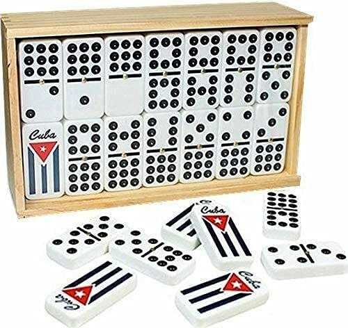 Bene Casa - Cuban Flag Double Nines Dominoes Set - 2-10 Players - Wooden Box with 55 Dominos