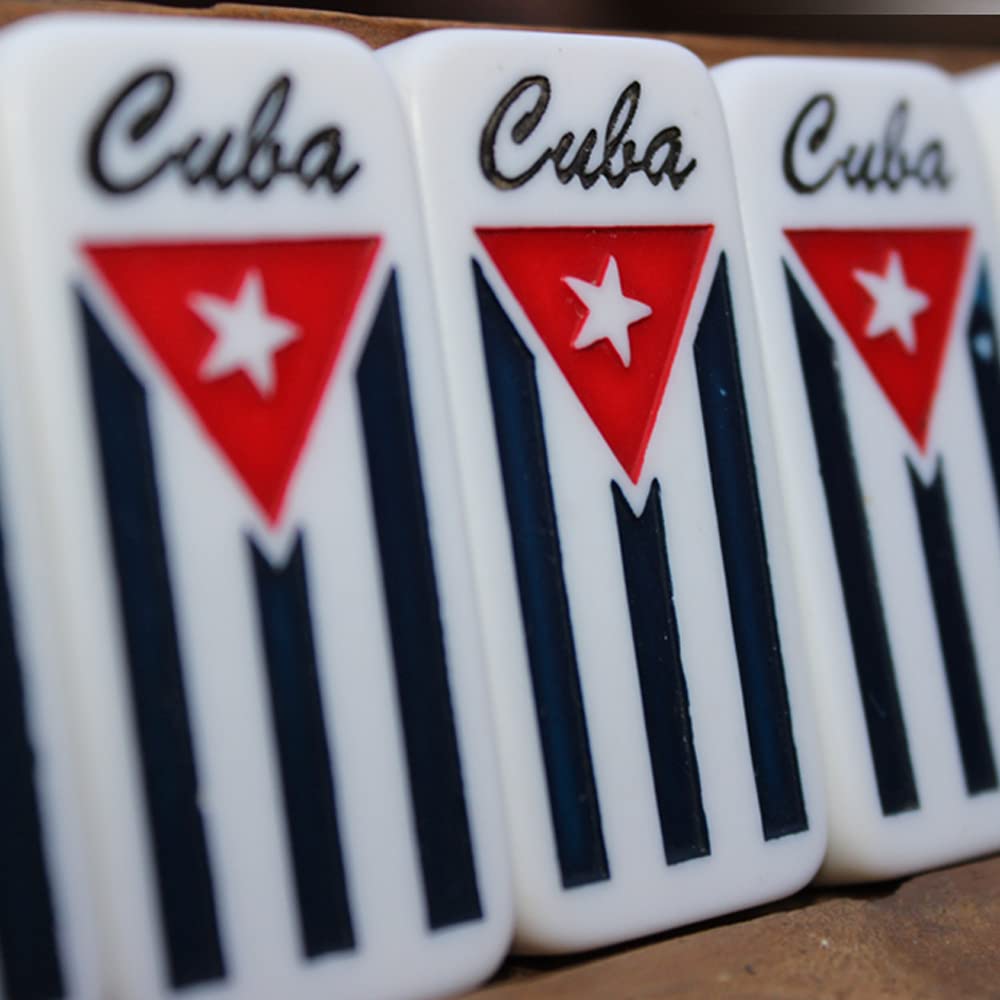 Bene Casa - Cuban Flag Double Nines Dominoes Set - 2-10 Players - Wooden Box with 55 Dominos