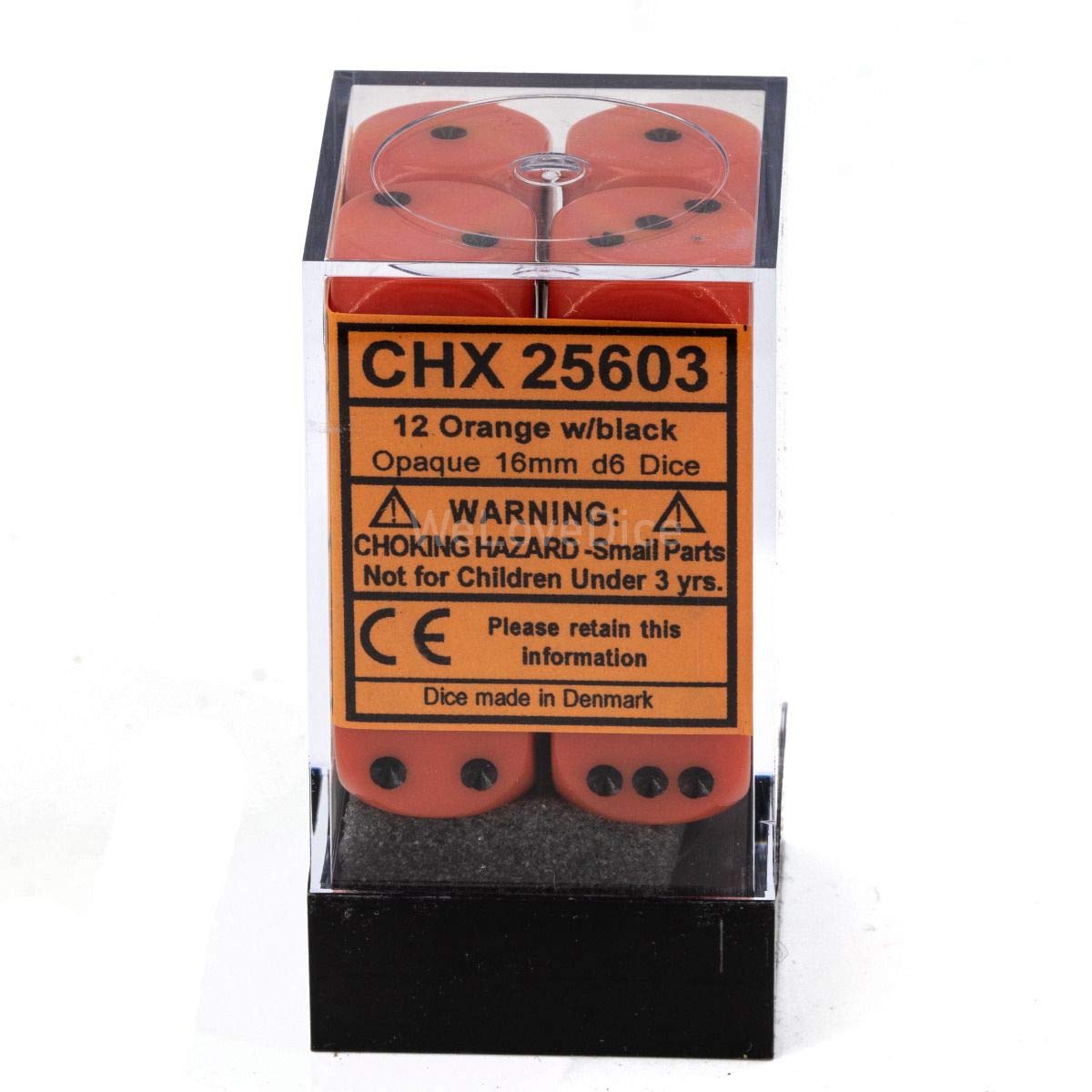 DND Dice Set-Chessex D&D Dice-16mm Opaque Orange and Black Plastic Polyhedral Dice Set-Dungeons and Dragons Dice Includes 12 Dice – D6, Various (CHX25603)