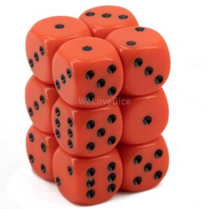 dnd dice set-chessex d&d dice-16mm opaque orange and black plastic polyhedral dice set-dungeons and dragons dice includes 12 dice – d6, various (chx25603)