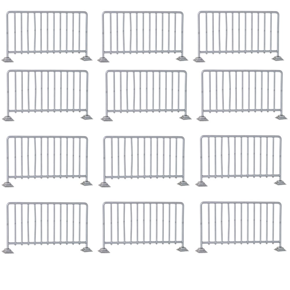 Set of 12 Silver Guardrails for Wrestling Action Figures