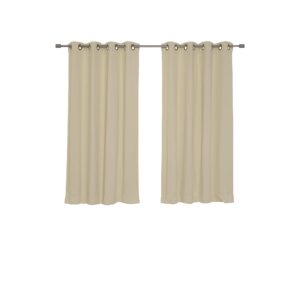 best home fashion basic thermal insulated blackout curtains - antique bronze grommet top - beige - 52" w x 63" l – (set of 2 panels)