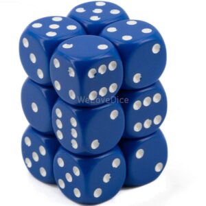 chessex dnd dice set d&d dice-16mm opaque blue and white plastic polyhedral dice set-dungeons and dragons dice includes 12 dice – d6,chx25606