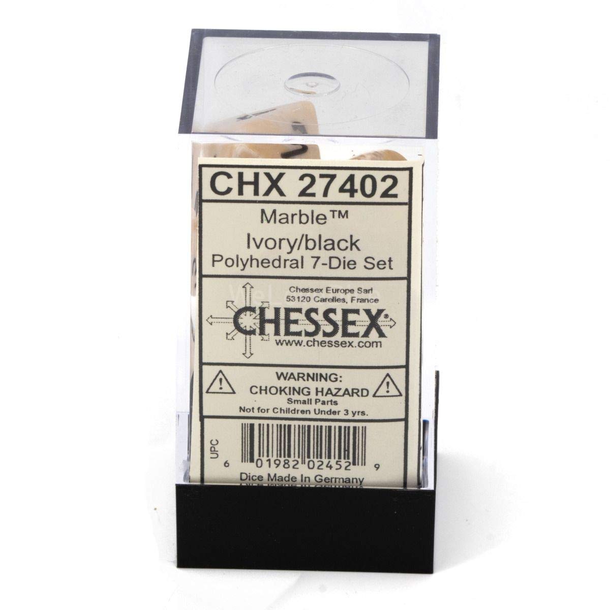 Chessex CHX27402 Dice-Marble Ivory/Black Set