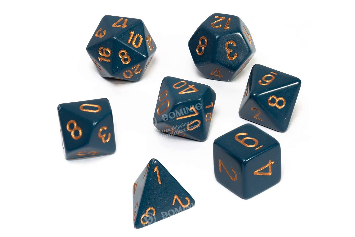 Chessex CHX25426 Dice-Opaque Dusty Blue/Copper Set