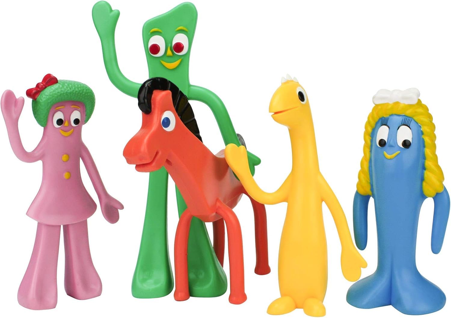 NJ Croce Gumby & Friends Action Figure Boxed Set Multicolor Gumby Toy Gift Flexible and Poseable Gumby Gift for Kids Gumby Toy Durable Classic Toy Set