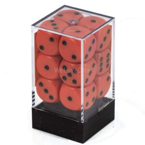 DND Dice Set-Chessex D&D Dice-16mm Opaque Orange and Black Plastic Polyhedral Dice Set-Dungeons and Dragons Dice Includes 12 Dice – D6, Various (CHX25603)