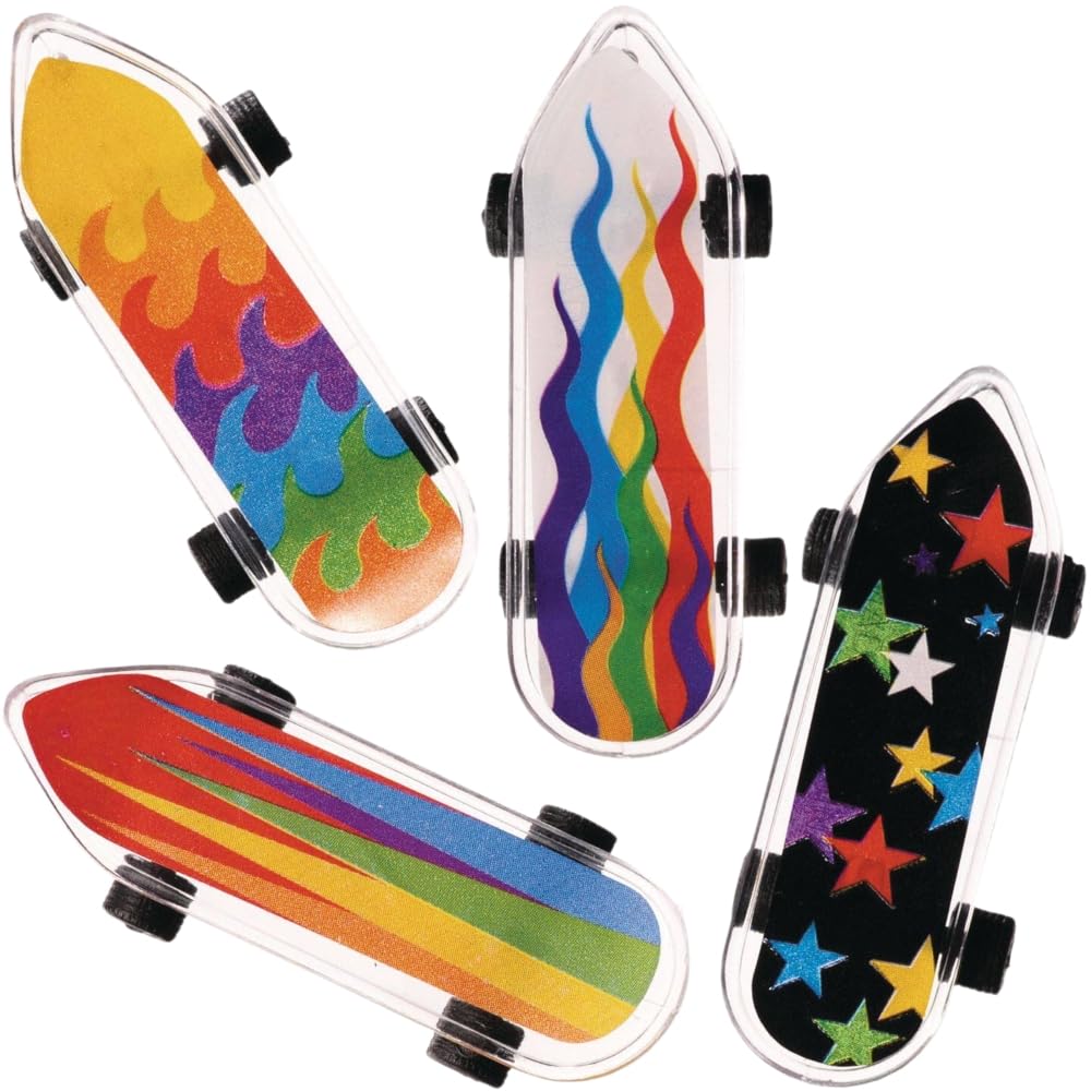 Amscan Ultimate Finger Skateboard Value Pack - 1.87" x 0.5" x 0.5"(Pack of 12) - Multicolor Mini Plastic Skateboards - Perfect Party Favors & Skill-Boosting Toy Collection