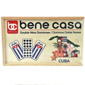 bene casa - cuban flag double nines dominoes set - 2-10 players - wooden box with 55 dominos