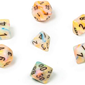 DND Dice Set-Chessex D&D Dice-16mm Festive Circus and Black Plastic Polyhedral Dice Set-Dungeons and Dragons Dice Includes 7 Dice - D4 D6 D8 D10 D12 D20 D%, Various (CHX27442)