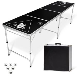 gopong 8 foot portable beer pong / tailgate tables (black, football, american flag, or custom dry erase)