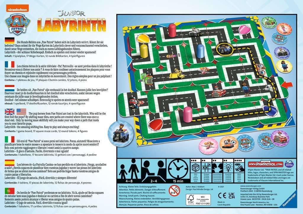 Ravensburger PAW Patrol Labyrinth Junior Game | Engaging Brain Teaser for Kids Ages 4 and Up | Classic Moving Maze Puzzle Game | Featuring Beloved PAW Patrol Characters