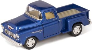 kinsmart 1955 chevy step side pick-up blue 5" 1:32 scale die cast metal model toy truck