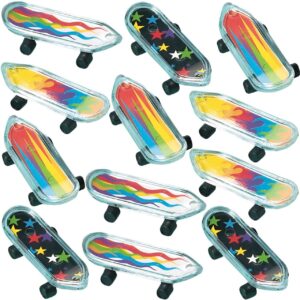 amscan ultimate finger skateboard value pack - 1.87" x 0.5" x 0.5"(pack of 12) - multicolor mini plastic skateboards - perfect party favors & skill-boosting toy collection