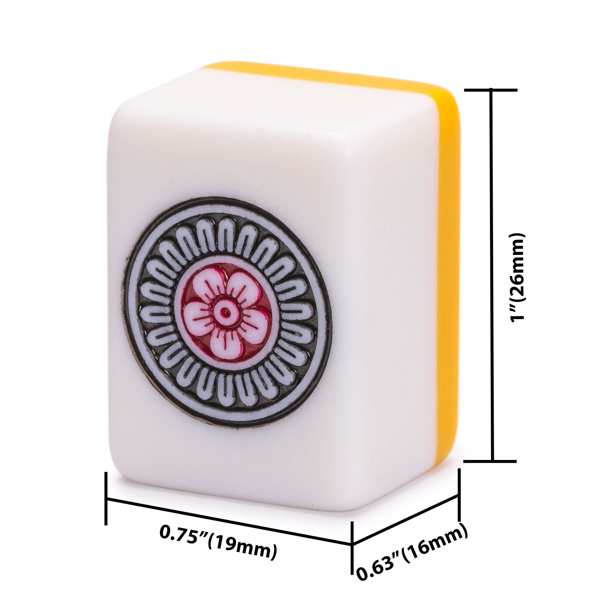 Yellow Mountain Imports Japanese Riichi Mahjong Set - White and Yellow Standard Size Tiles - with East Wind Tile and Black Vinyl Case