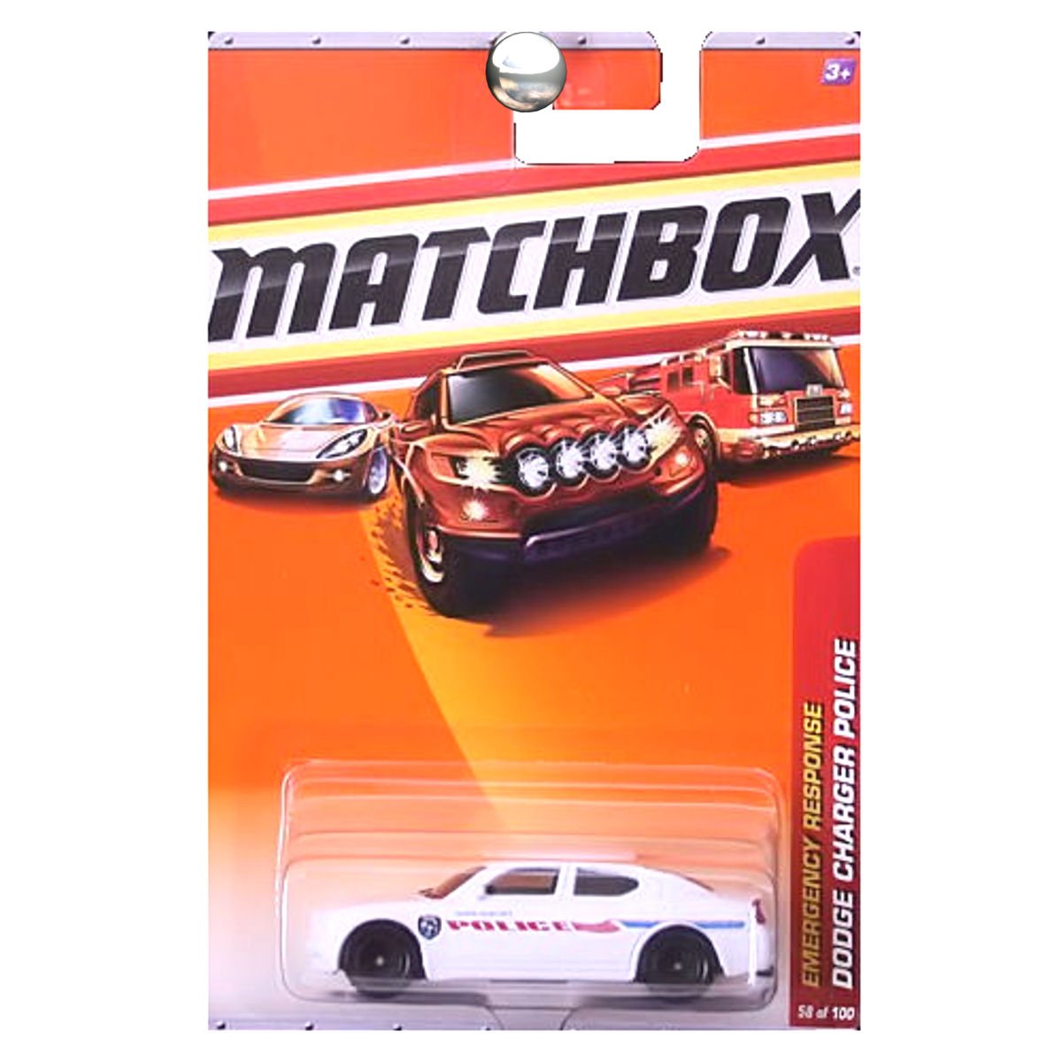 2010 MATCHBOX EMERGENCY RESPONSE #58 WHITE SHREVEPORT POLICE DODGE CHARGER POLICE CAR