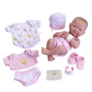 8 piece Layette Baby Doll Gift Set | JC Toys - La Newborn Nursery | 14" Life-Like Smiling Doll w/ Accessories | Pink | Ages 2+, Pink Smiling