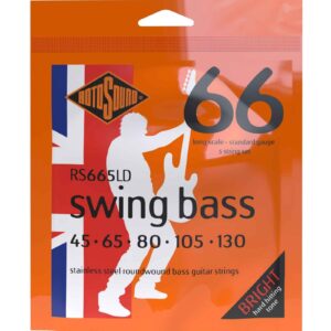 rotosound rs665ld swing bass 66 stainless steel roundwound long scale 5-string bass string