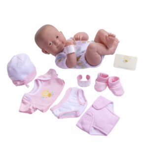 8 piece Layette Baby Doll Gift Set | JC Toys - La Newborn Nursery | 14" Life-Like Smiling Doll w/ Accessories | Pink | Ages 2+, Pink Smiling