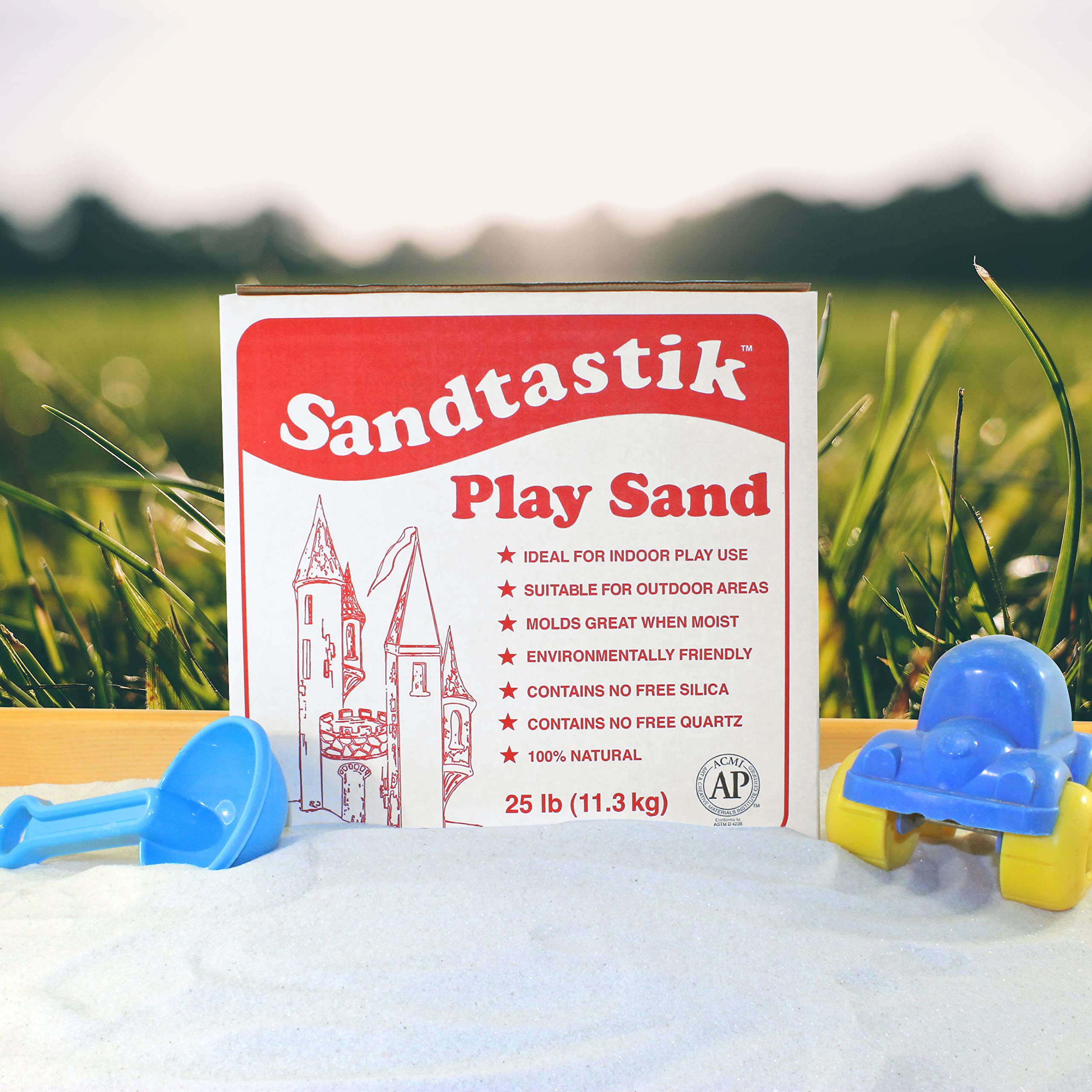 Sandtastik Sparkling White Play Sand, 25 lb (11.3 kg) - Fill Sandboxes, Sand Trays, Sensory Tables, Water Tables! Scoop, Mold & Pour This Premium Non-Toxic Sand