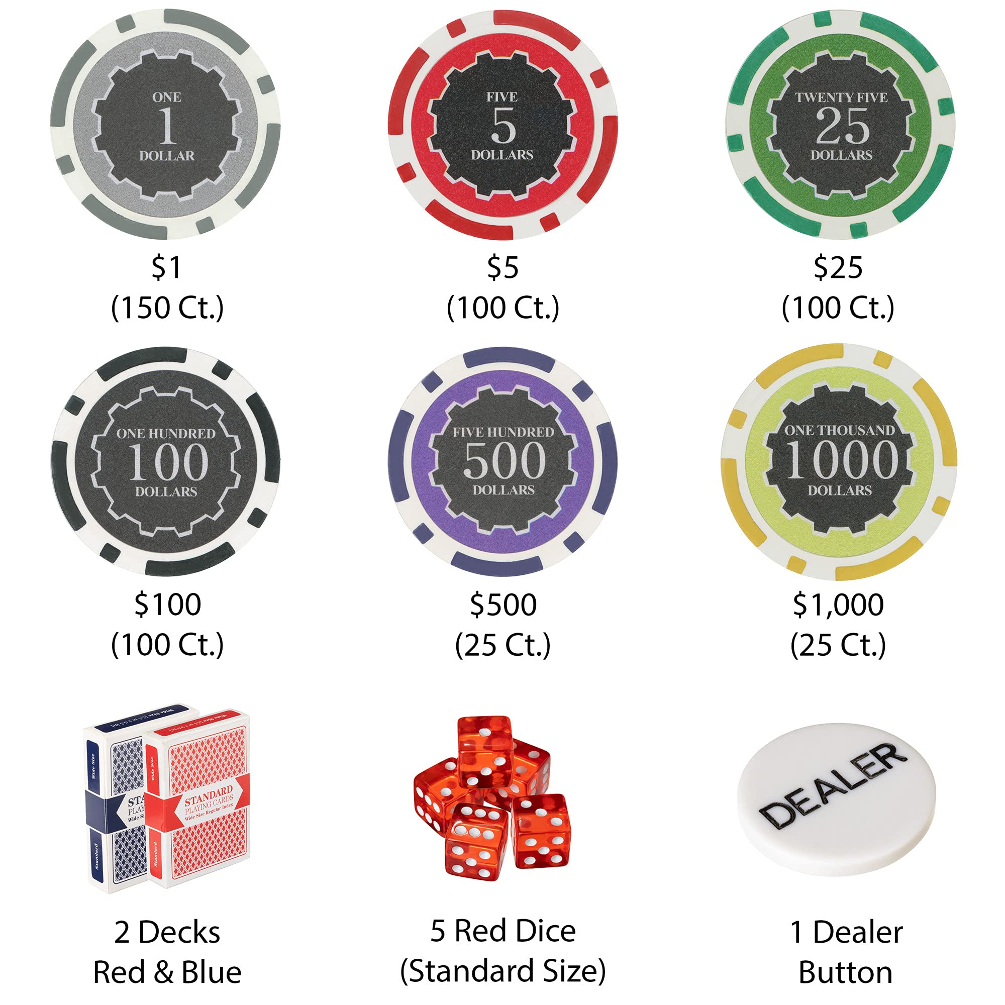 Brybelly 500-Count Eclipse Poker Chip Set & Padded Aluminum Case – Heavyweight 14g Clay Composite Chips with Case & Playing Cards + Dealer Button - Poker, Texas Hold 'em, Casino Game Night