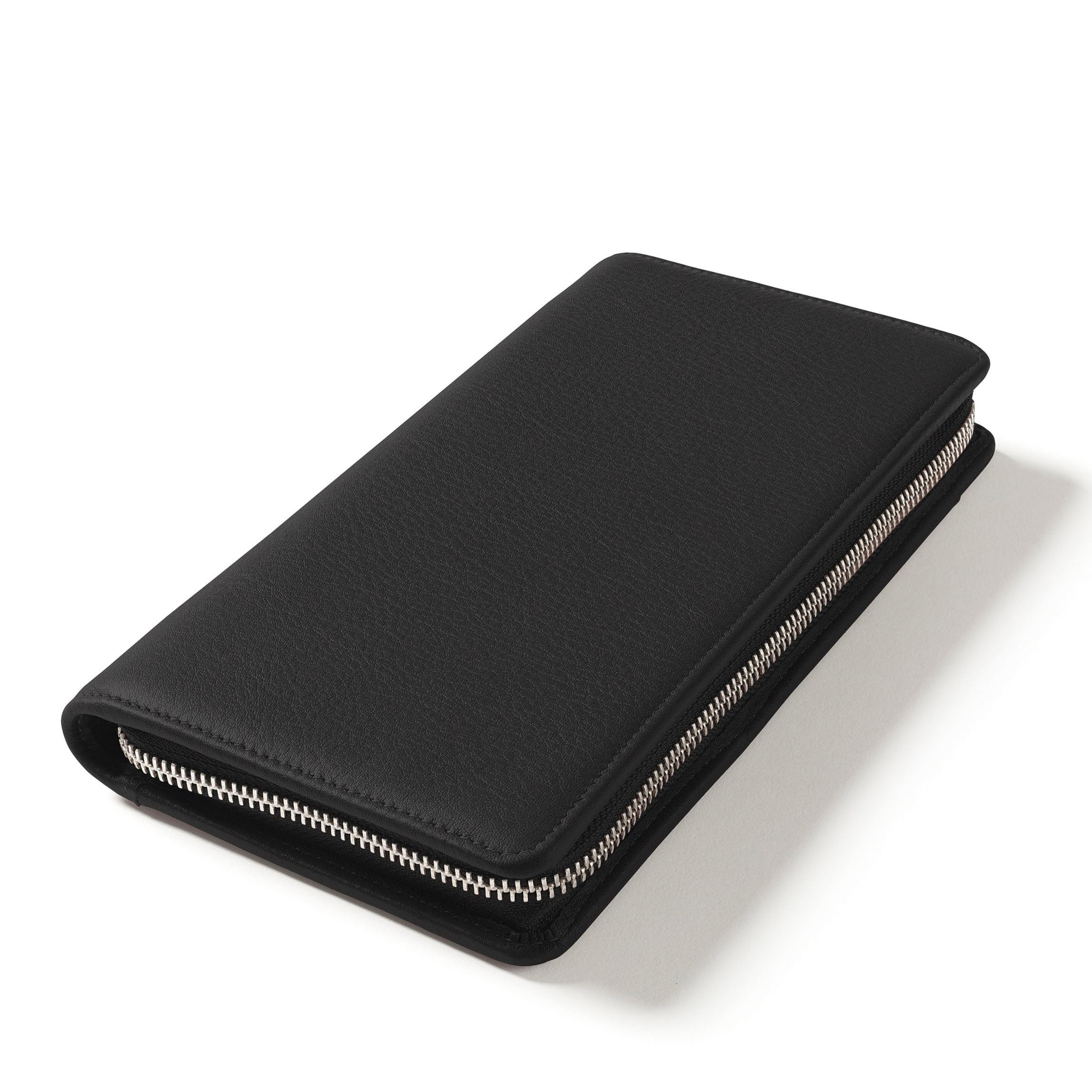 Leatherology Black Onyx Travel Zip Organizer Wallet, Passport Holder, RFID Available, Full Grain Leather