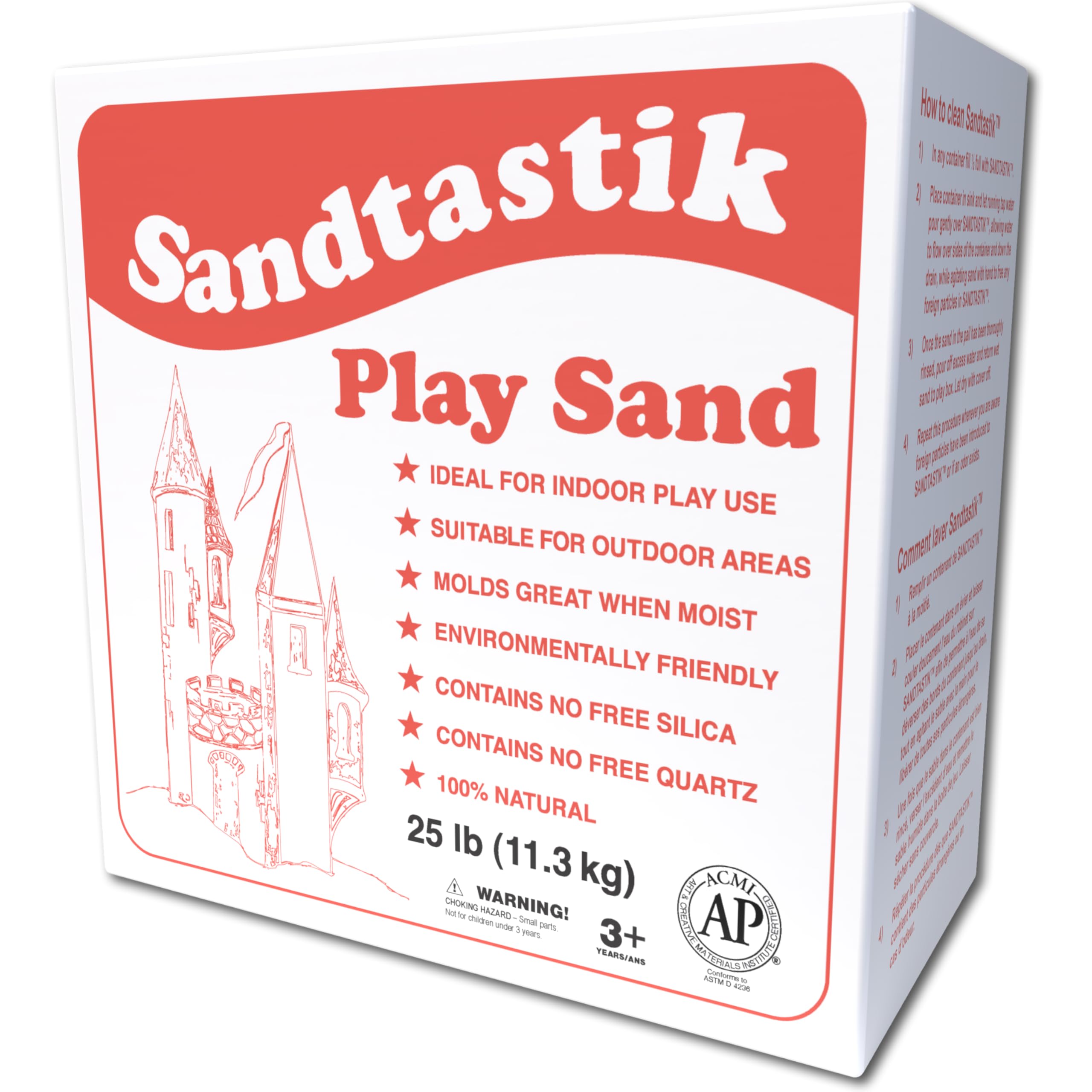 Sandtastik Sparkling White Play Sand, 25 lb (11.3 kg) - Fill Sandboxes, Sand Trays, Sensory Tables, Water Tables! Scoop, Mold & Pour This Premium Non-Toxic Sand