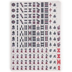 Yellow Mountain Imports Japanese Riichi Mahjong Set - White and Yellow Standard Size Tiles - with East Wind Tile and Black Vinyl Case