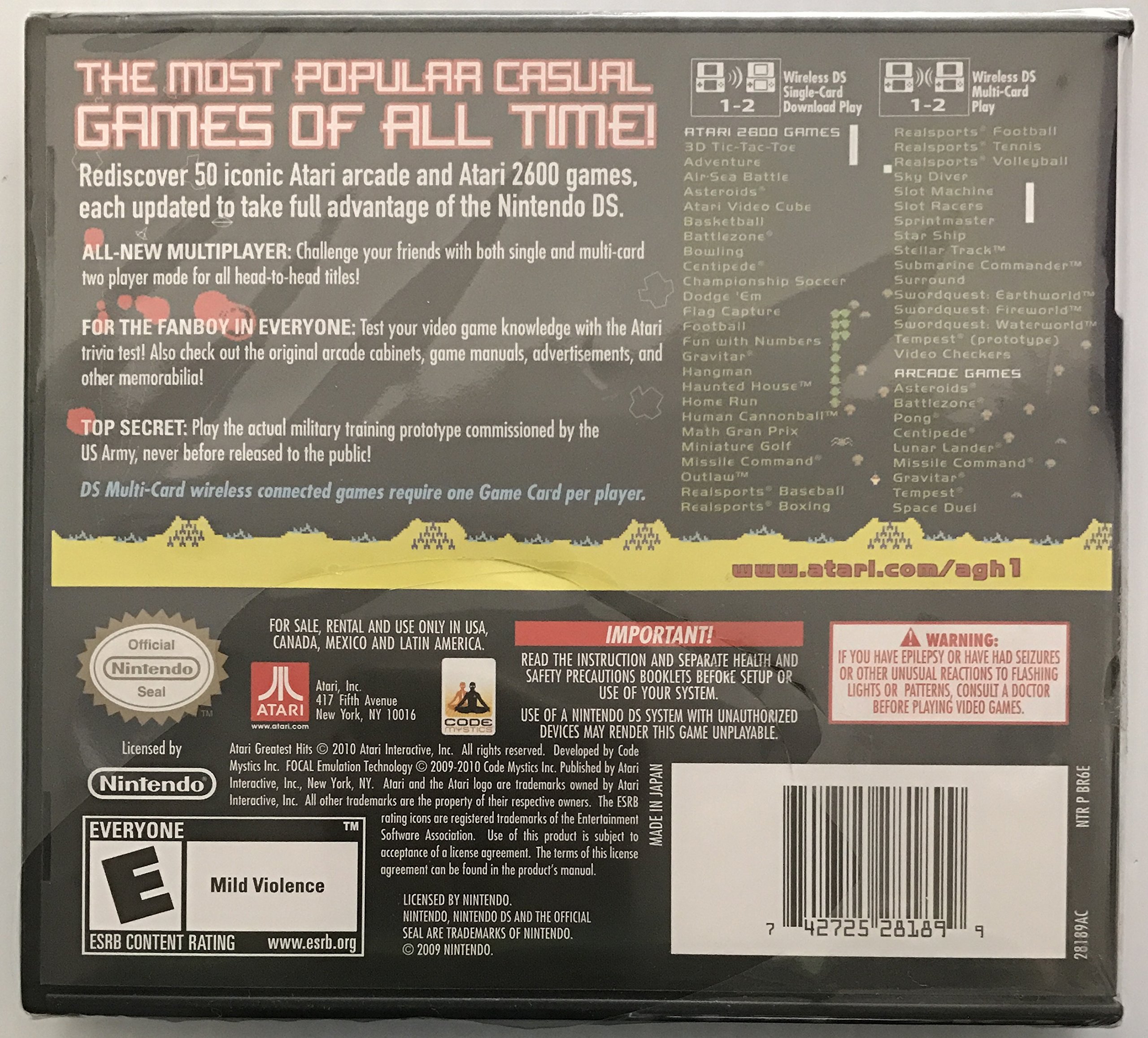 Atari's Greatest Hits, Volume 1 - Nintendo DS