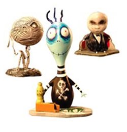 tim burton's tragic toys for girls and boys (mummy boy, roy - toxic boy, jimmy - the hideous penguin boy)