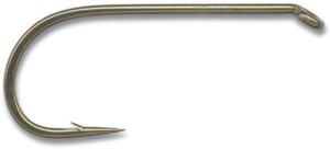 mustad dry fly hook 94840 standard forged down eye fishing terminal tackle (25 pack), bronze, size 12