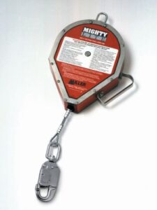 self-retracting lifeline with 30' stainless steel cable with carabiner & tag line