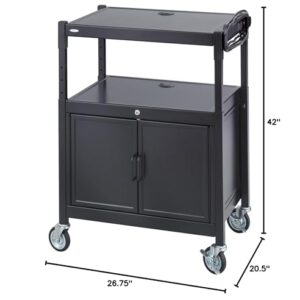 Safco Products 8943BL Steel Adjustable AV Cart with Locking Cabinet, Black