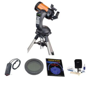 celestron nexstar 5 se schmidt-cassegrain computerized telescope, bundle with night vision flash light, sky maps book, 1.25" moon filter, cleaning kit