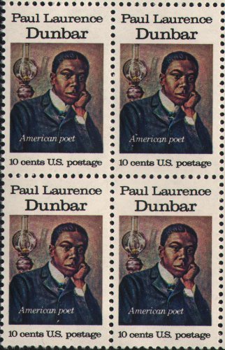 PAUL LAURENCE DUNBAR ~ POET ~ BLACK HERITAGE #1554 Block of 4 x 10 cents US Postage Stamps